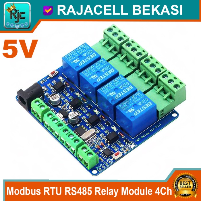 Jual Modbus Rtu Rs485 Relay Module 5V 12V 1 2 4 8 Channel Ttl ...