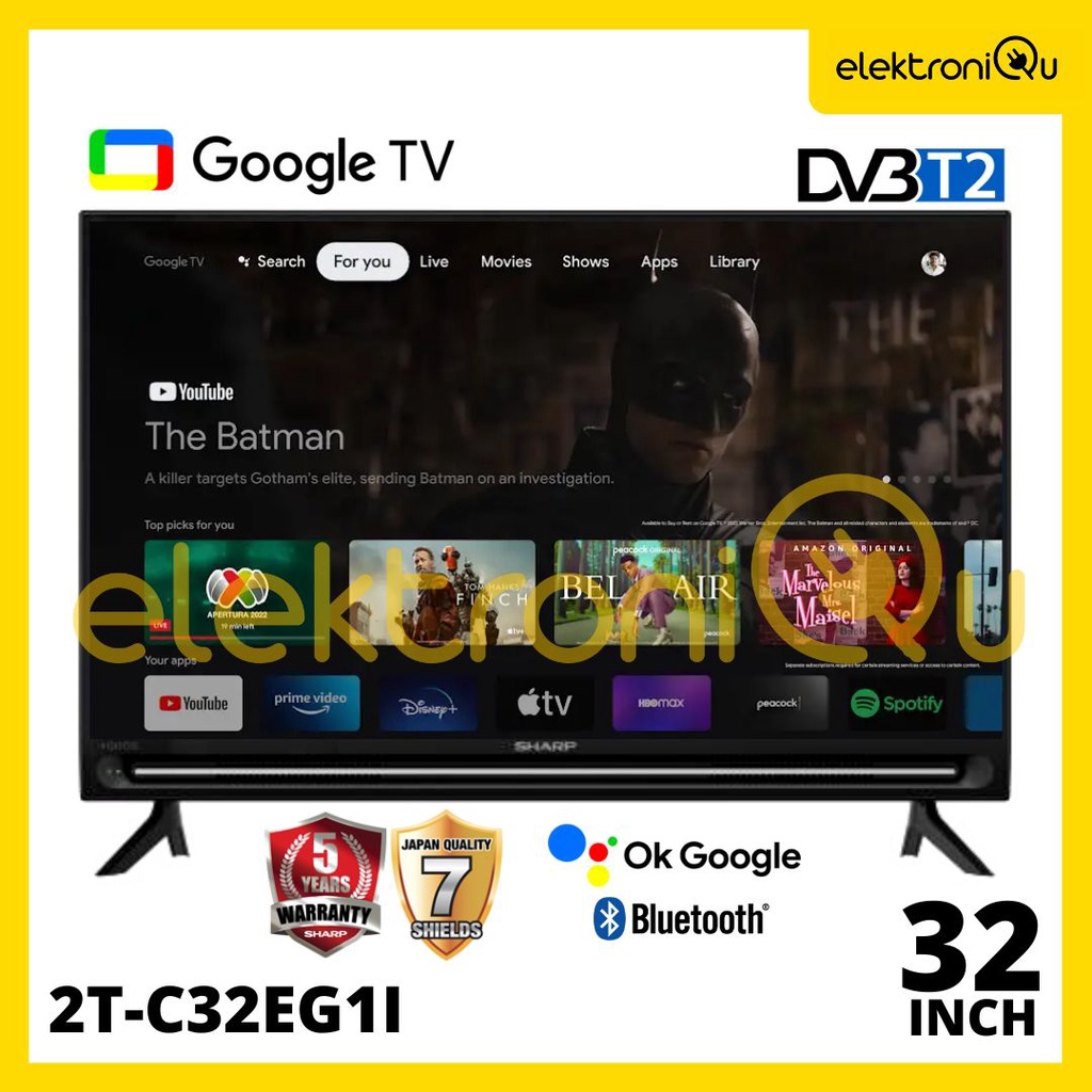 Jual (KHUSUS INSTAN) LED TV SHARP 2T-C32EG1I TV SHARP 32 INCH GOOGLE TV | Shopee Indonesia