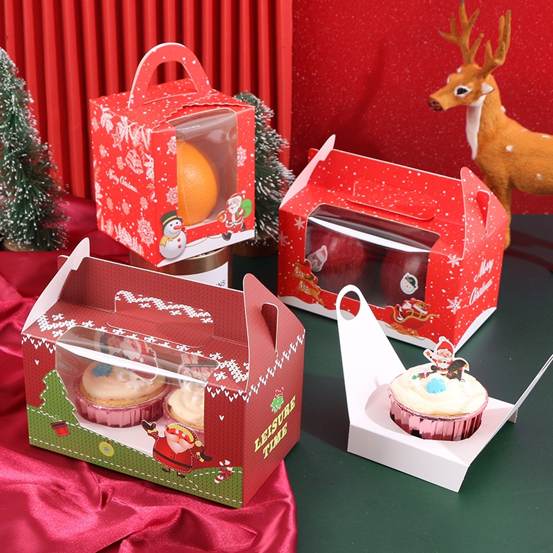 Jual Satuan - Box cupcake tema Natal / kotak cup cake Christmas Natal ...
