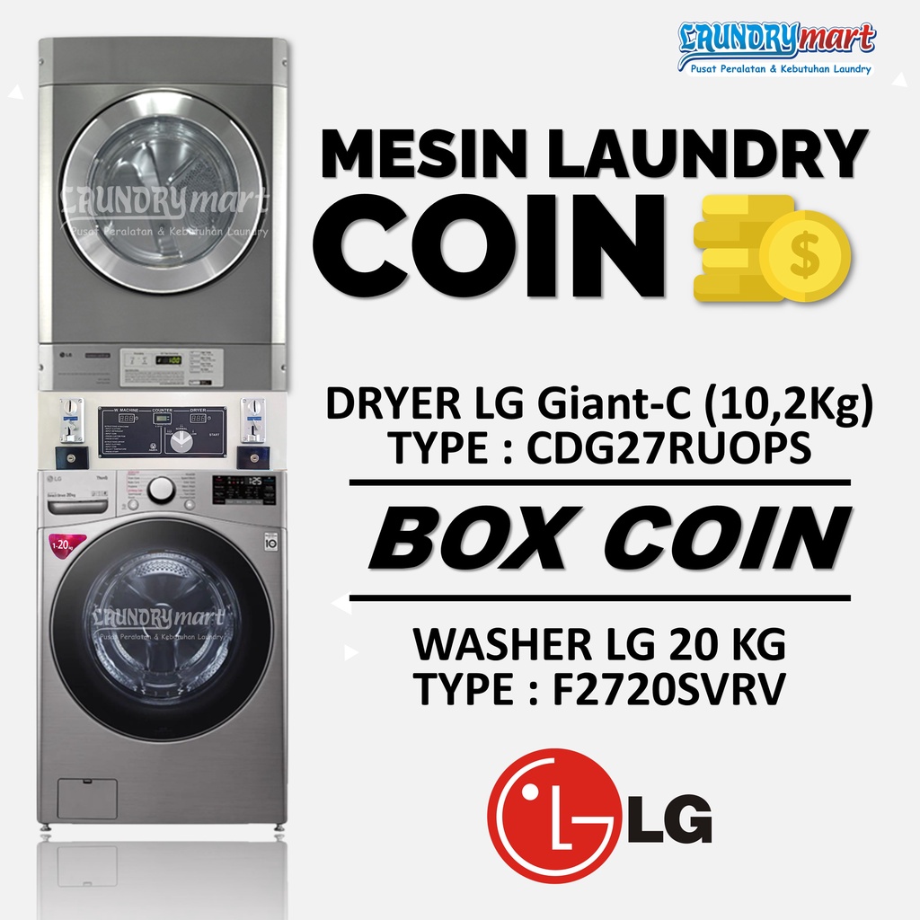 Jual MESIN LAUNDRY STACKED WASHER LG 20 KG + DRYER LG GIANT C | Shopee Indonesia