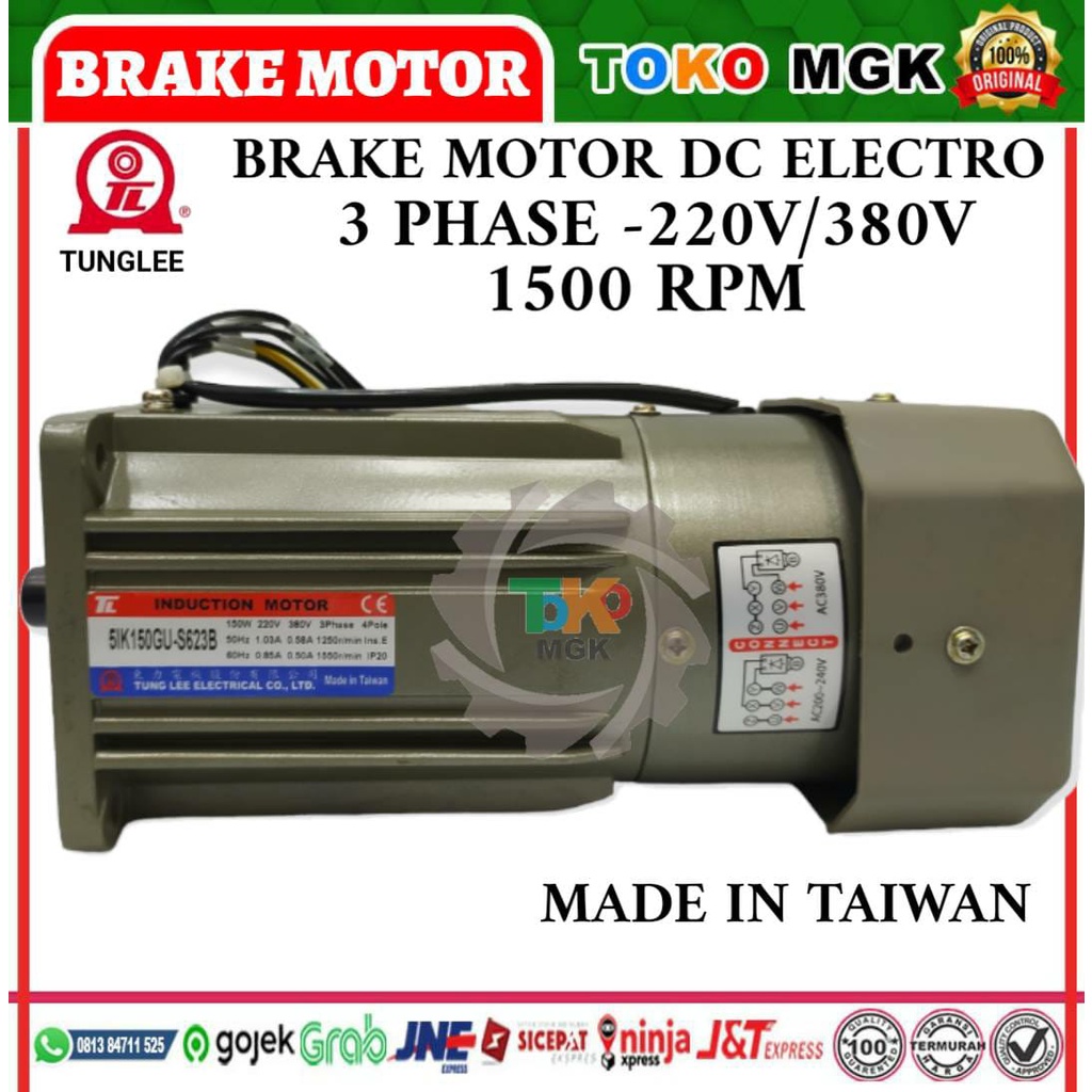 Jual TUNGLEE 5IK90GU-S623-B 90WATT 3PHASE 4POLE TUNG LEE INDUCTION MOTOR WITH BRAKE | Shopee ...