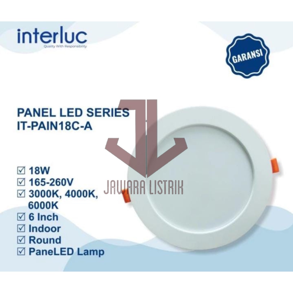 Jual INTERLUC DOWNLIGHT LED PANEL 18 WATT 18W INBOW NO FLICKER NO UV/IR ...