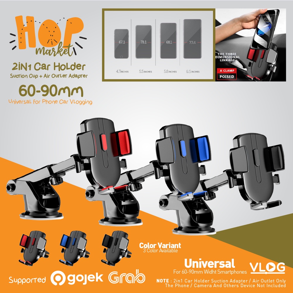 Jual Holder HP Mobil 2in1 (Suction Cup Car Dashboard / Kaca & AC ...