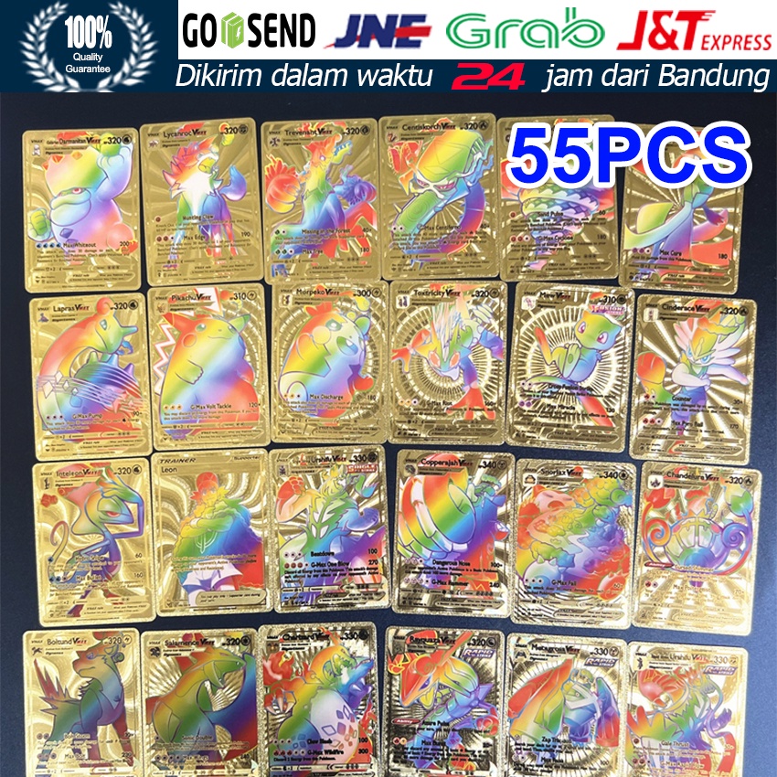 Jual 55 Pcs Kartu Pokemon Pikachu Langka Power Card Bahan Metal Warna Emas Untuk Koleksi Anak ...