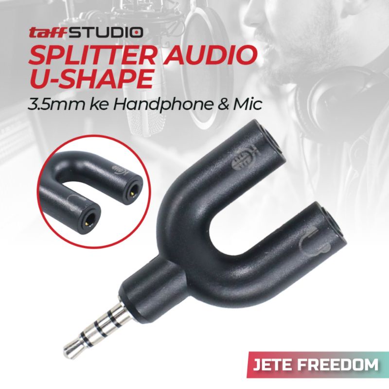 Jual TaffSTUDIO Splitter Audio Shape U 3.5mm 3 Garis 2 in 1 Ke Mic Dan ...