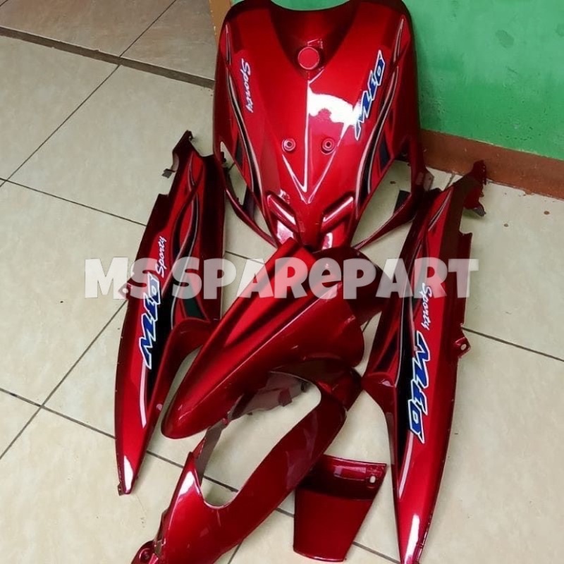 Jual Full set body halus Yamaha Mio Sporty merah maroon plus sticker ...