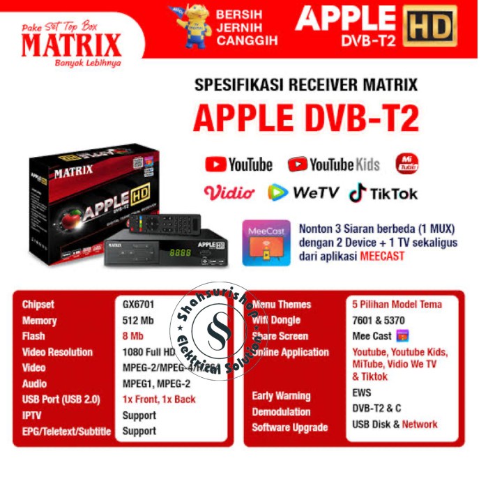 Jual MATRIX APPLE HD SET TOP BOX STB DVB-T2 ANTENA DIGITAL RECEIVER ...