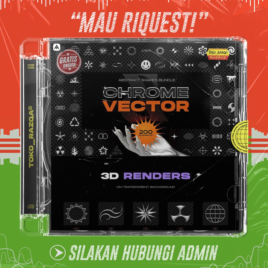 Jual Chrome & Vector Abstract Shapes Pack For Photoshop, Illustrator ...