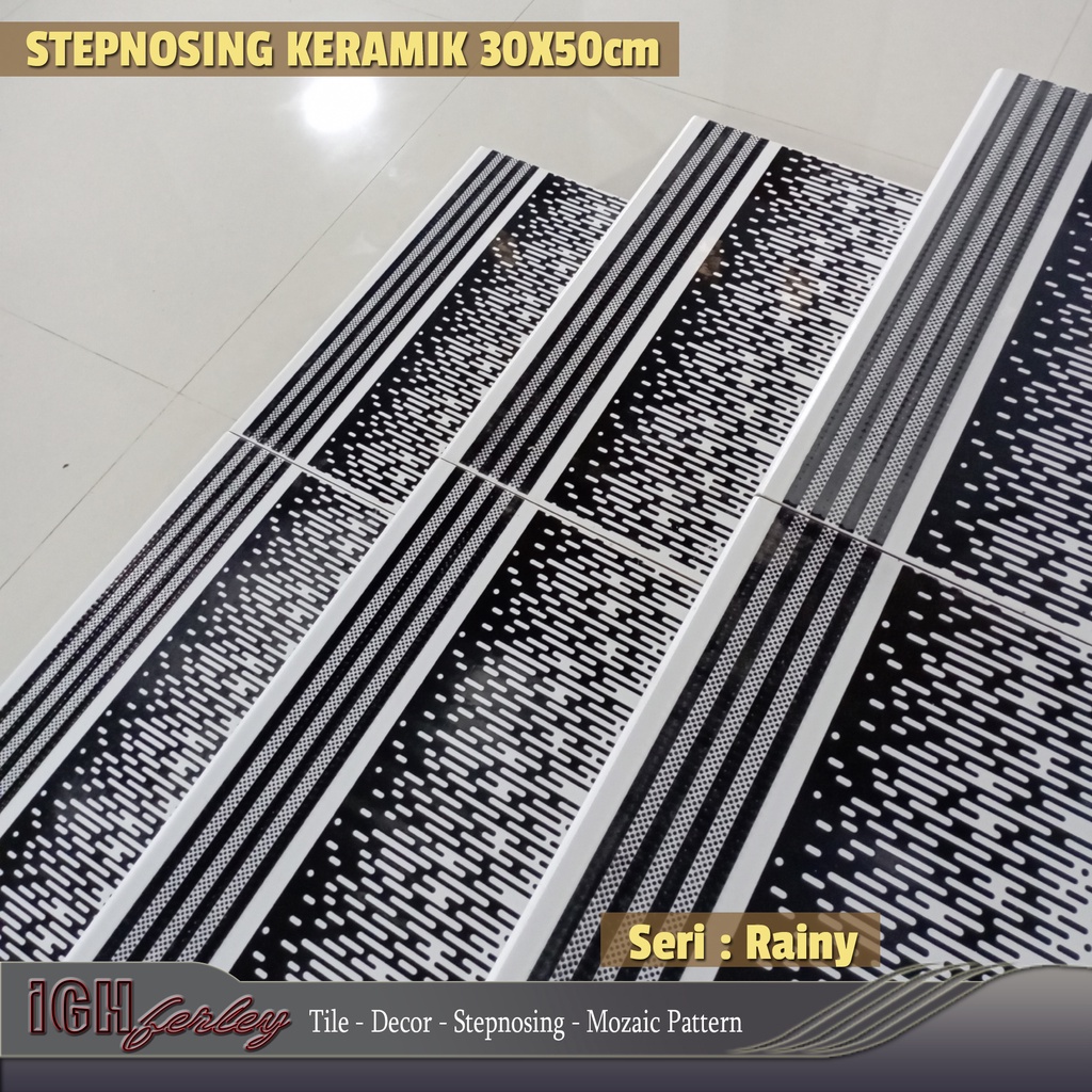 Jual Stepnosing Keramik 30x50 Putih Hitam Rainy Glossy Lantai Tangga ...