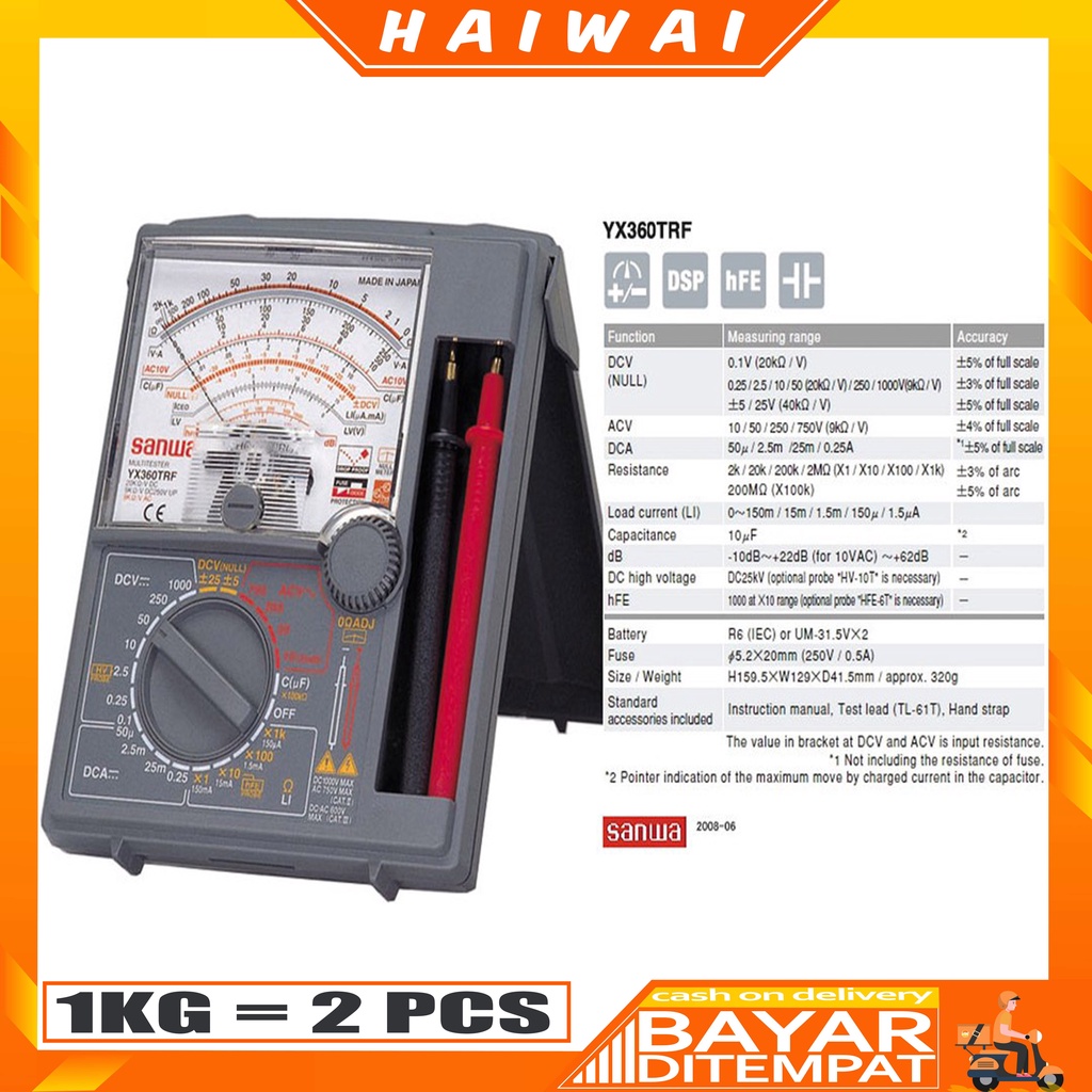 Jual HaiWai COD Multimeter Sanwa YX360TRF - Multi meter YX360TRF Sanwa - Multi meter YX360TRF ...
