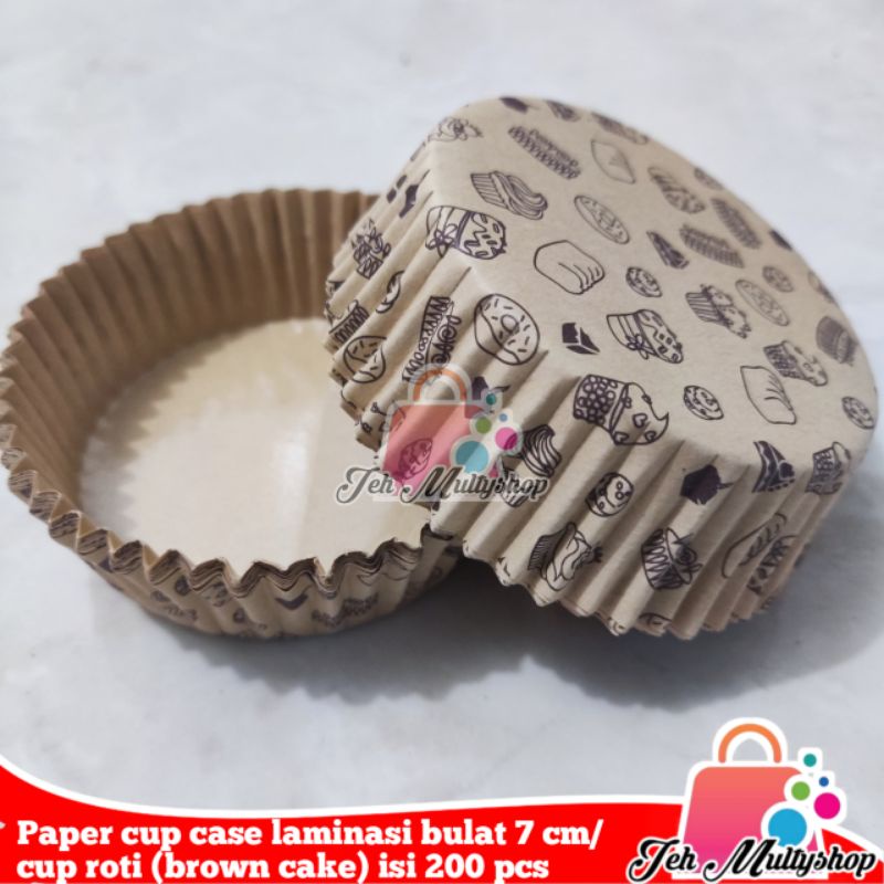 Jual Paper cup case laminasi bulat 7 cm/ cup roti brown cake isi 200 ...