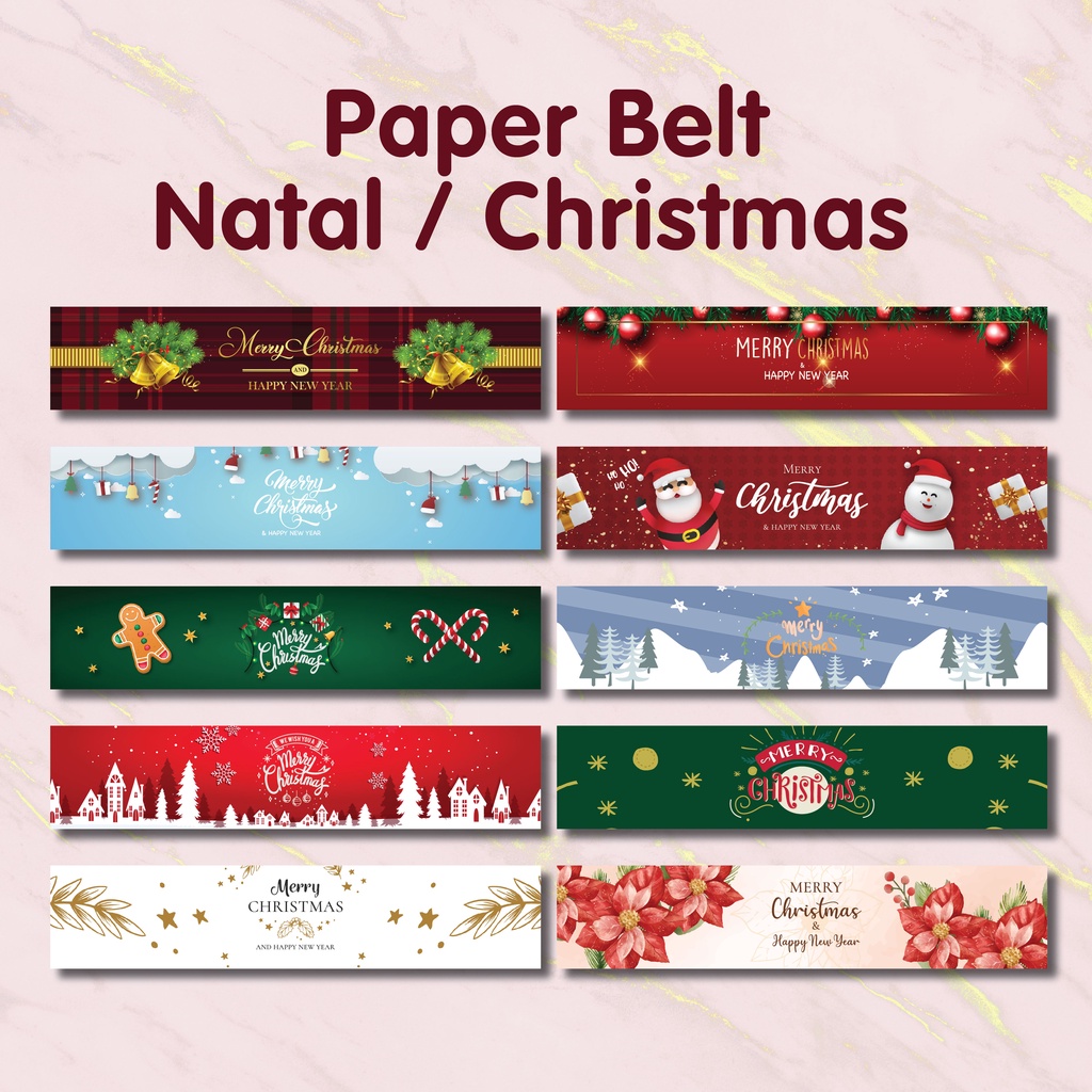 Jual 7 pcs Paper Belt / Paper Sleeve Selamat Natal 2023 & Selamat Tahun ...
