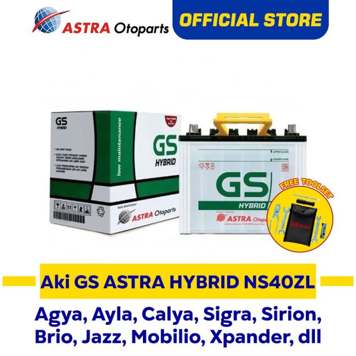 Jual Kelistrikan Aki Mobil Gs Astra Hybrid Ns40Zl Agya Ayla Calya Sigra Brio Xpander | Shopee ...