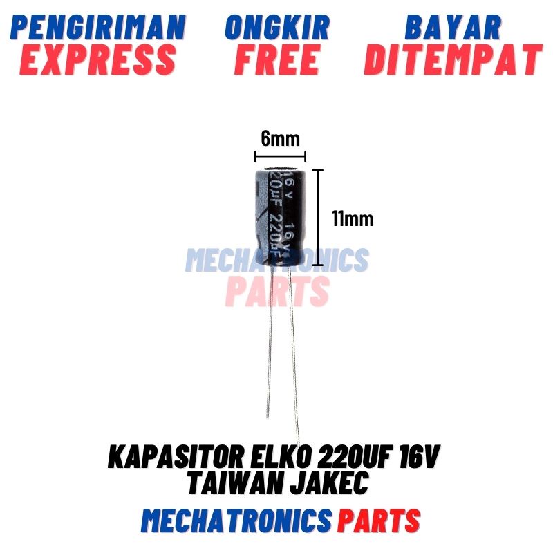 Jual Kapasitor Elko 220uf 16V Taiwan Jakec Capacitor Electrolite Elco ...