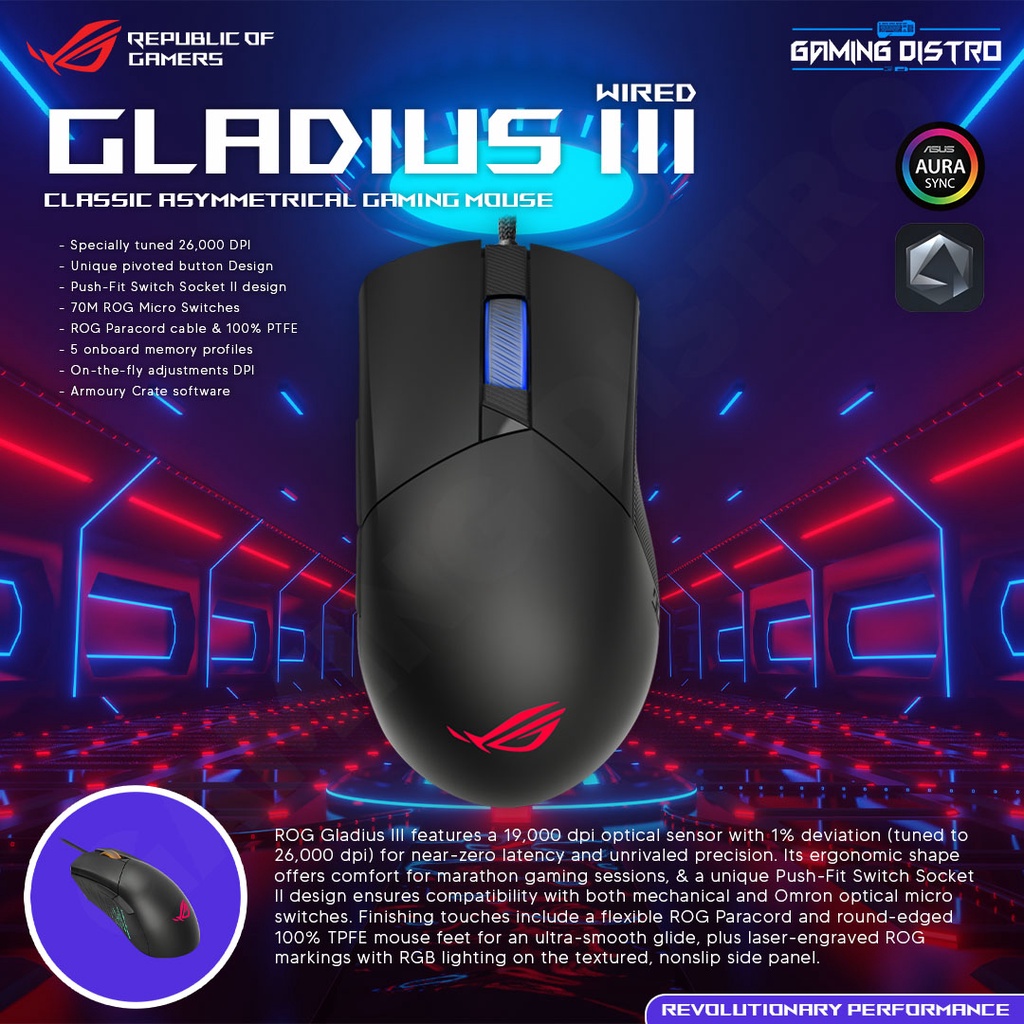 Jual Mouse Gaming ASUS ROG Gladius 3 / ROG Gladius III RGB Wired ...