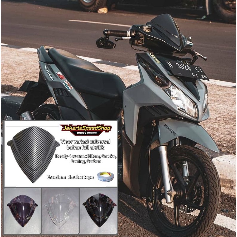 Jual Visor variasi vario 110 techno bahan akrilik universal warna hitam ...