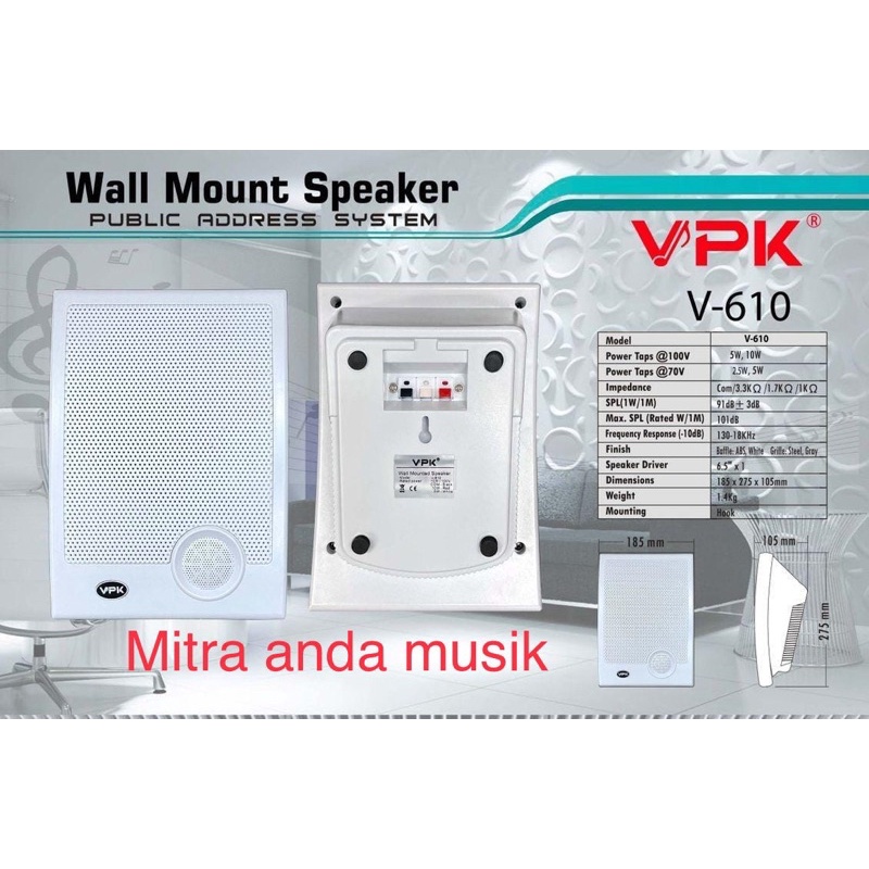 Jual Speaker gantung wallmount speaker vpk v610 6.5" public address system | Shopee Indonesia
