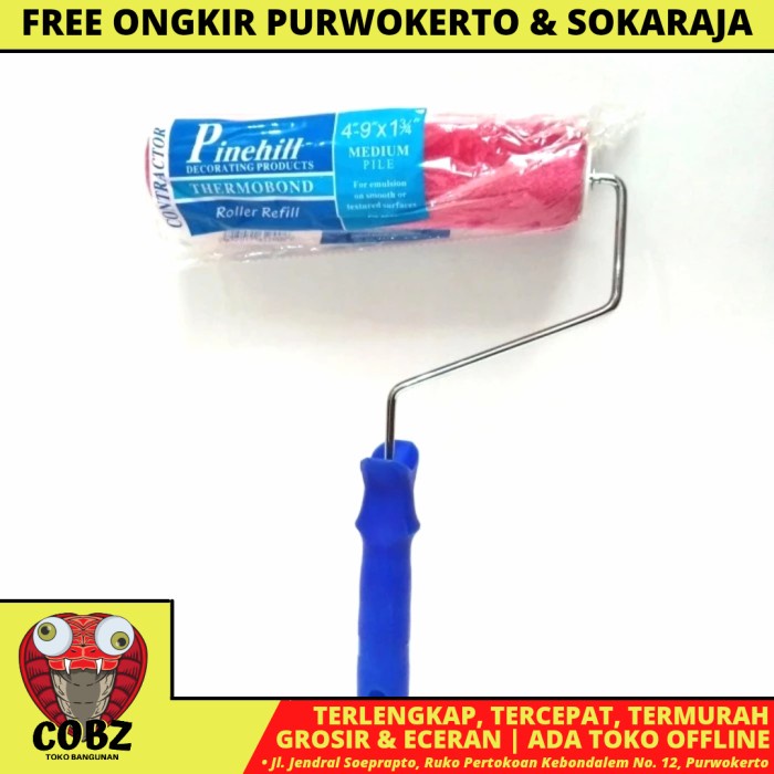 Jual 9 IN / PINEHILL Kuas Busa Roll Cat Tembok Kayu Besi Besar + Gagang ...