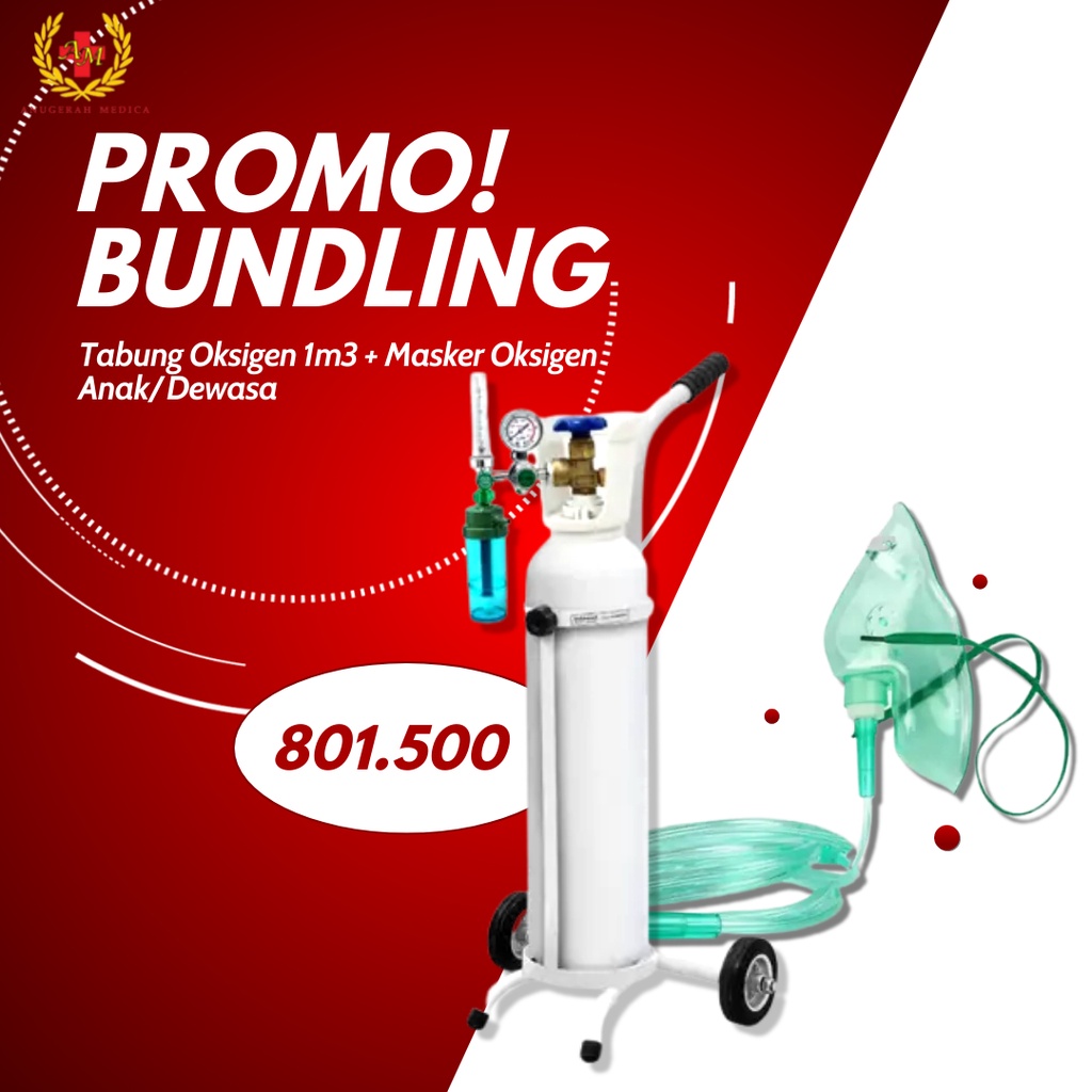 Jual Promo Bundling Tabung Oksigen 1m3 + Masker Oksigen Dewasa/Anak ...