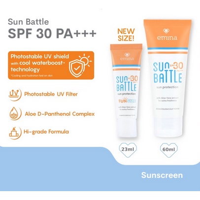 Jual Emina Sun Battle SPF 30 PA+++ - Sunscreen Pelindung dari Sinar Matahari + UV 23ml/60ml ...