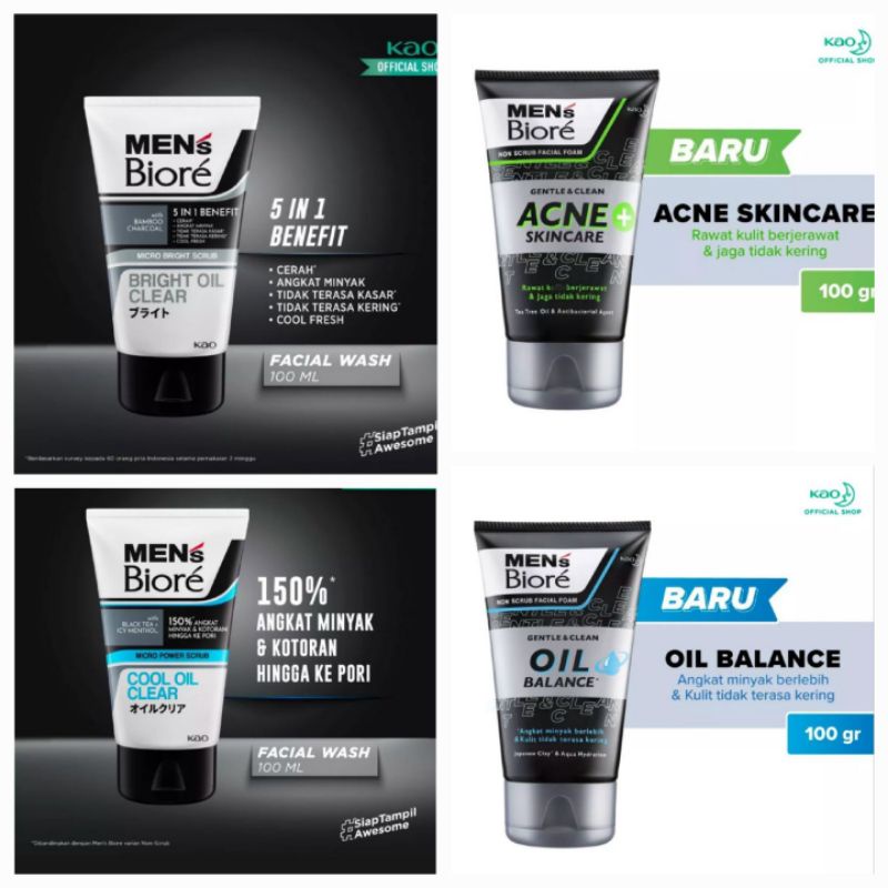 Jual biore mens facial foam 100grm 7 varian | Shopee Indonesia