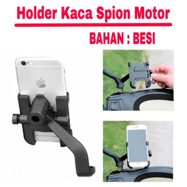 Jual Holder Hp Motor Holder C2 besi full aluminium Di Spion Motor ...