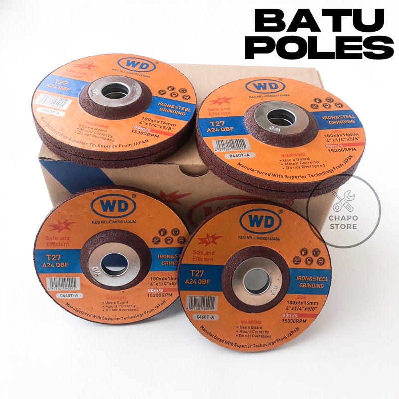 Jual (1pcs) batu poles wd 4" inch mata gerinda poles wd mata gurinda ...