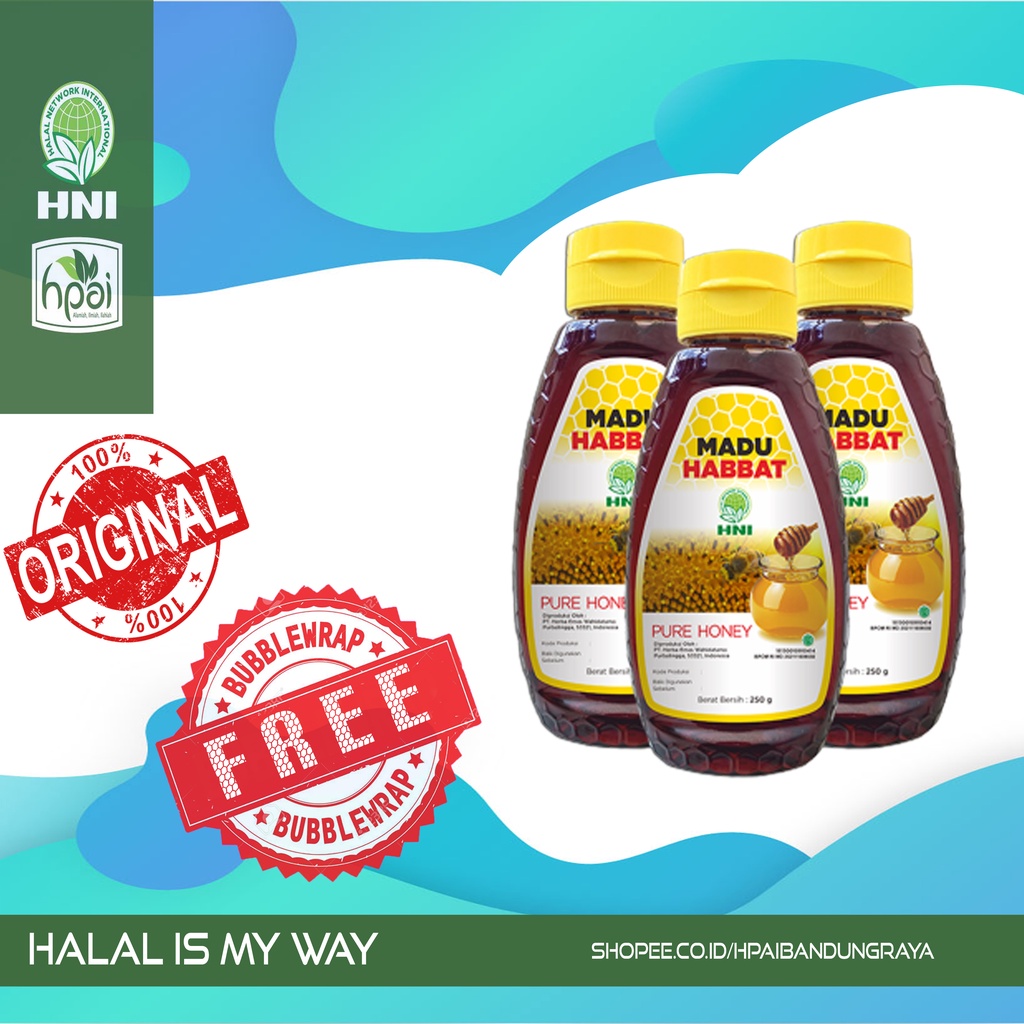 Jual MADU PREMIUM HABBAT HNI HPAI MADU MURNI 250GR | Shopee Indonesia