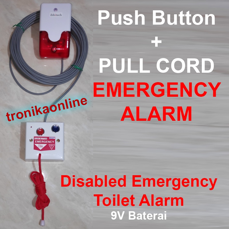 Jual EMERGENCY PULL CORD ALARM bathroom restroom toilet panic button Battery 9V | Shopee Indonesia