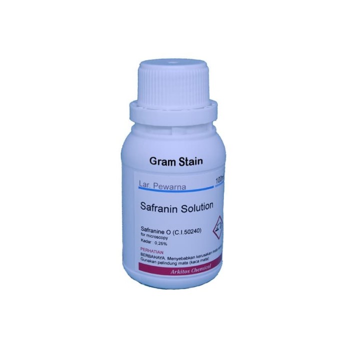 Jual SAFRANIN 0,25% 100ML PEWARNA SEL GRAM STAIN SAFRANIN | Shopee Indonesia