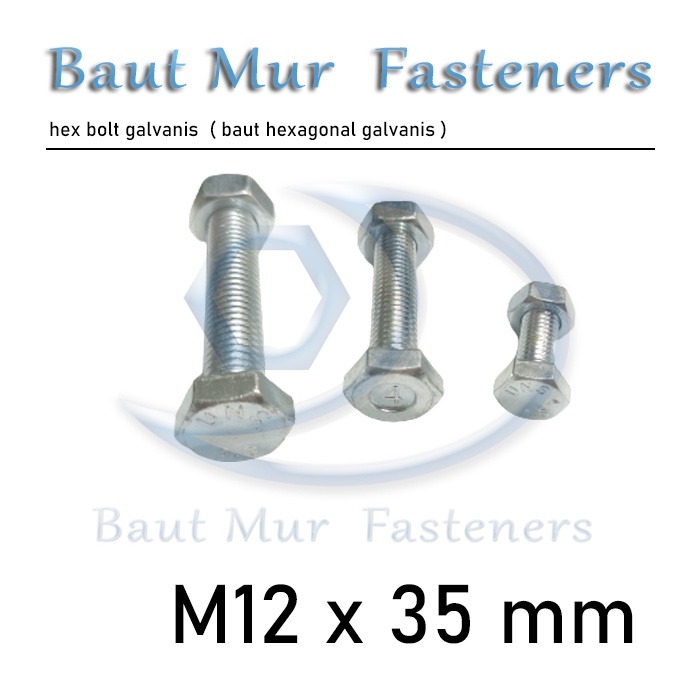 Jual baut mur m12 x 35 / bmp m12 x 35 galvanis / bmp m12 x 35mm ...