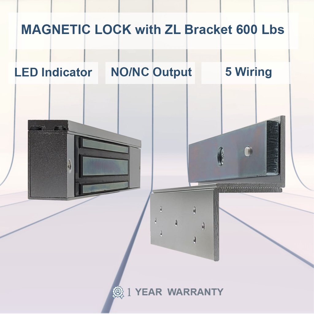 Jual Magnetic Lock with ZL Bracket 600Lbs 280Kg, EmLock Led, EM Lock ...