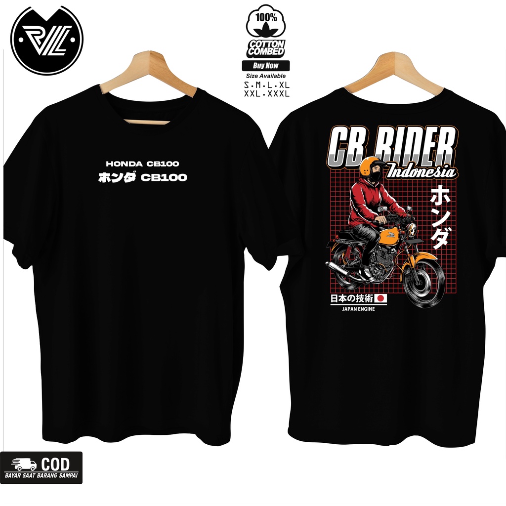 Jual Kaos Motor Honda CB100 New Rider 002 / Kaos Honda CB100 Otomotif / Kaos Honda CB100 ...