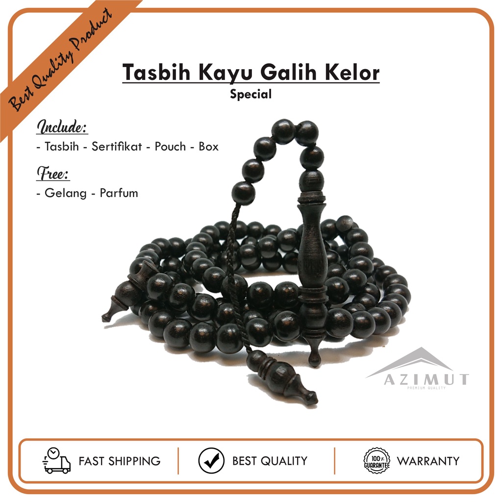 Jual TASBIH GALIH KELOR Hitam Bersertifikat asli | Tasbih Azimut ...