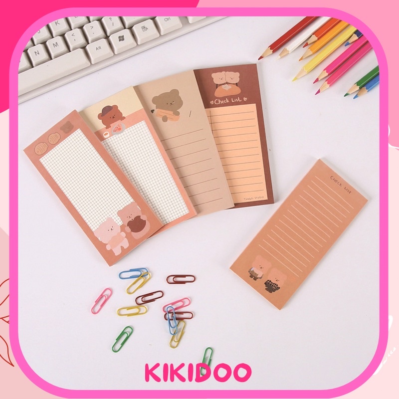 Jual KIKIDOO MEMOPAD AESTHETIC STICKY NOTE PANJANG BERUANG COKLAT RT157 ...