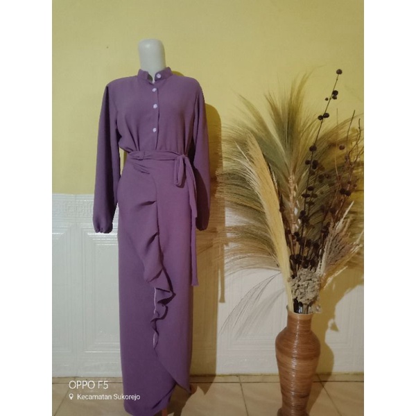 Jual gamis remaja setalan kemeja+rok lilit | Shopee Indonesia