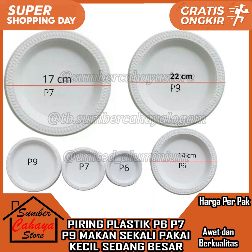 Jual PIRING PLASTIK P6 P7 P9 MAKAN DISPOSABLE KECIL SEDANG BESAR ISI 50 ...