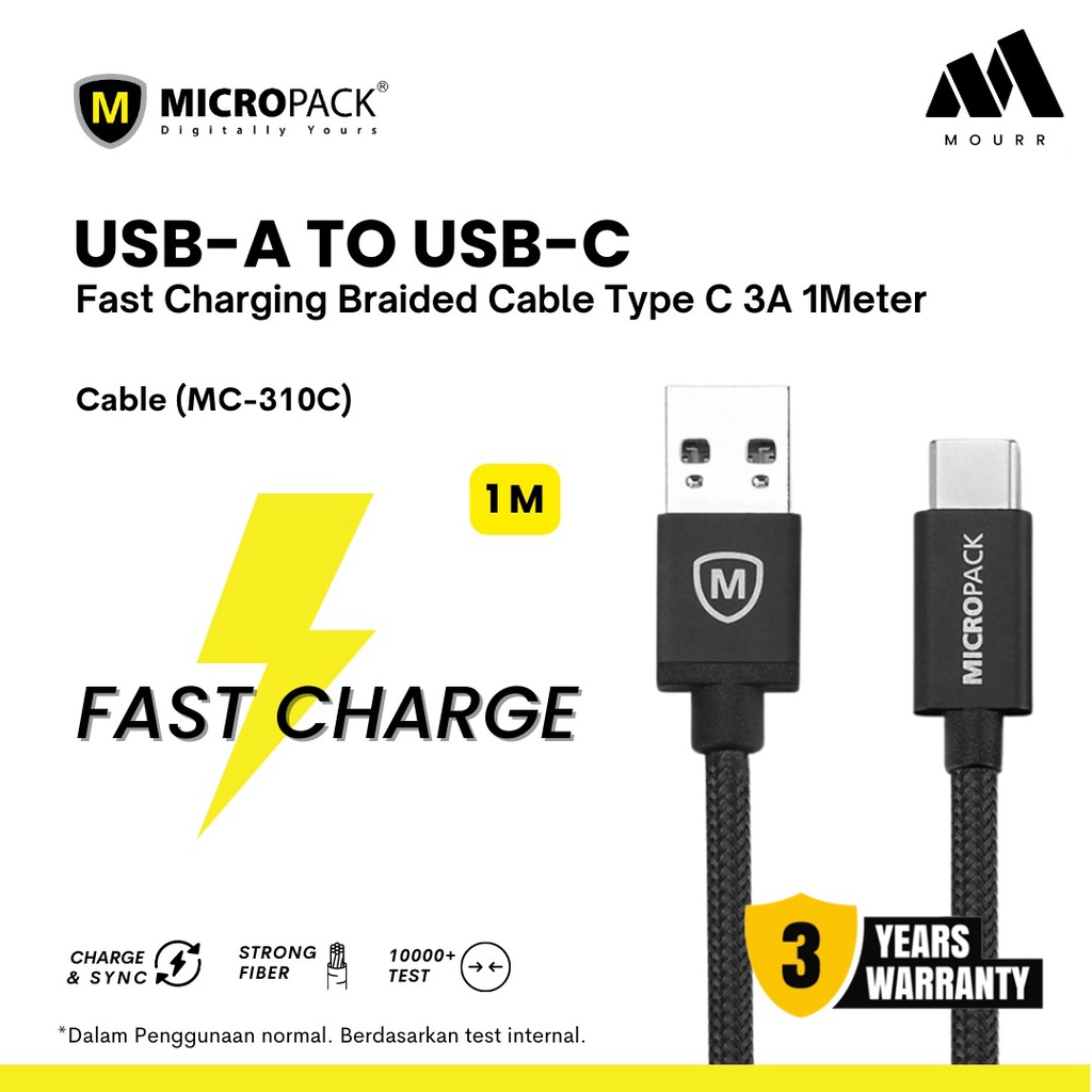 Jual Micropack Cable USB-A To Type-C Cable Fast And Strong 1Meter - (MC ...