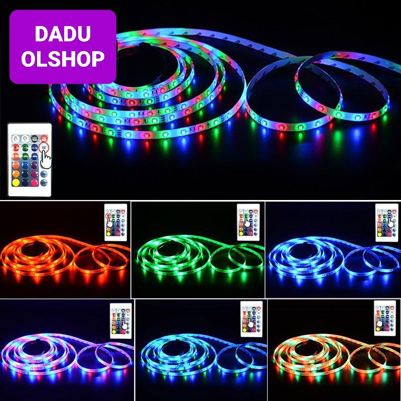 Jual lampu Led Strip 5M Remote RGB Warna Warni Kelap Kelip | Shopee ...