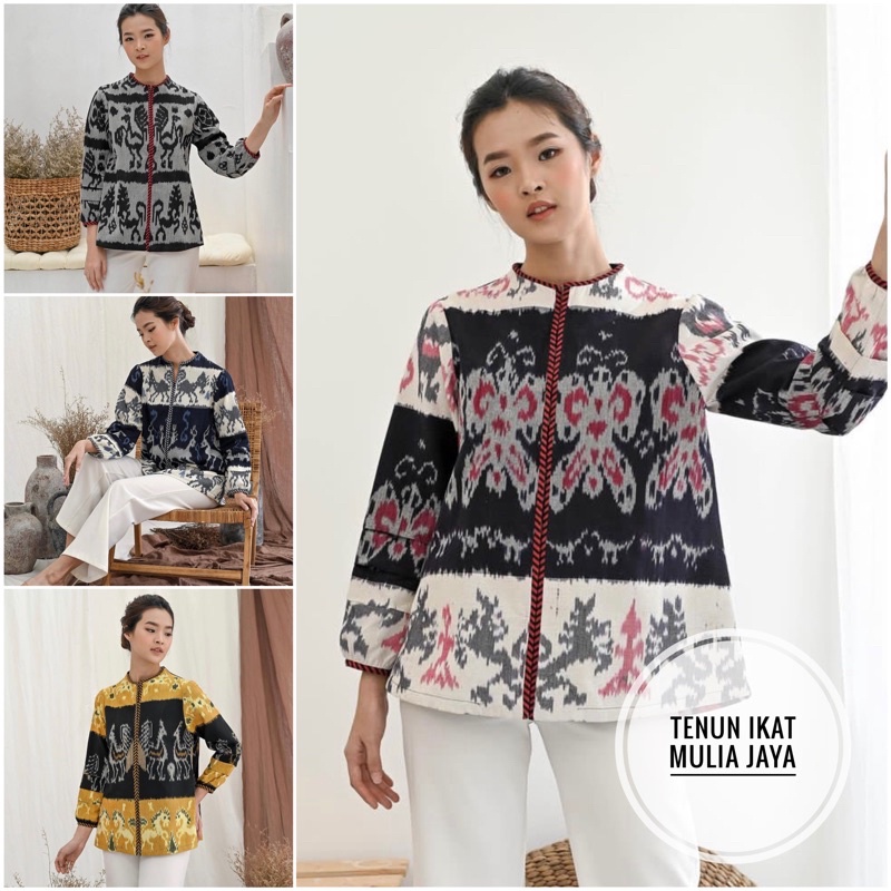 Jual blouse batik tenun modern atasan wanita baju kerja original sumba ntt | Shopee Indonesia
