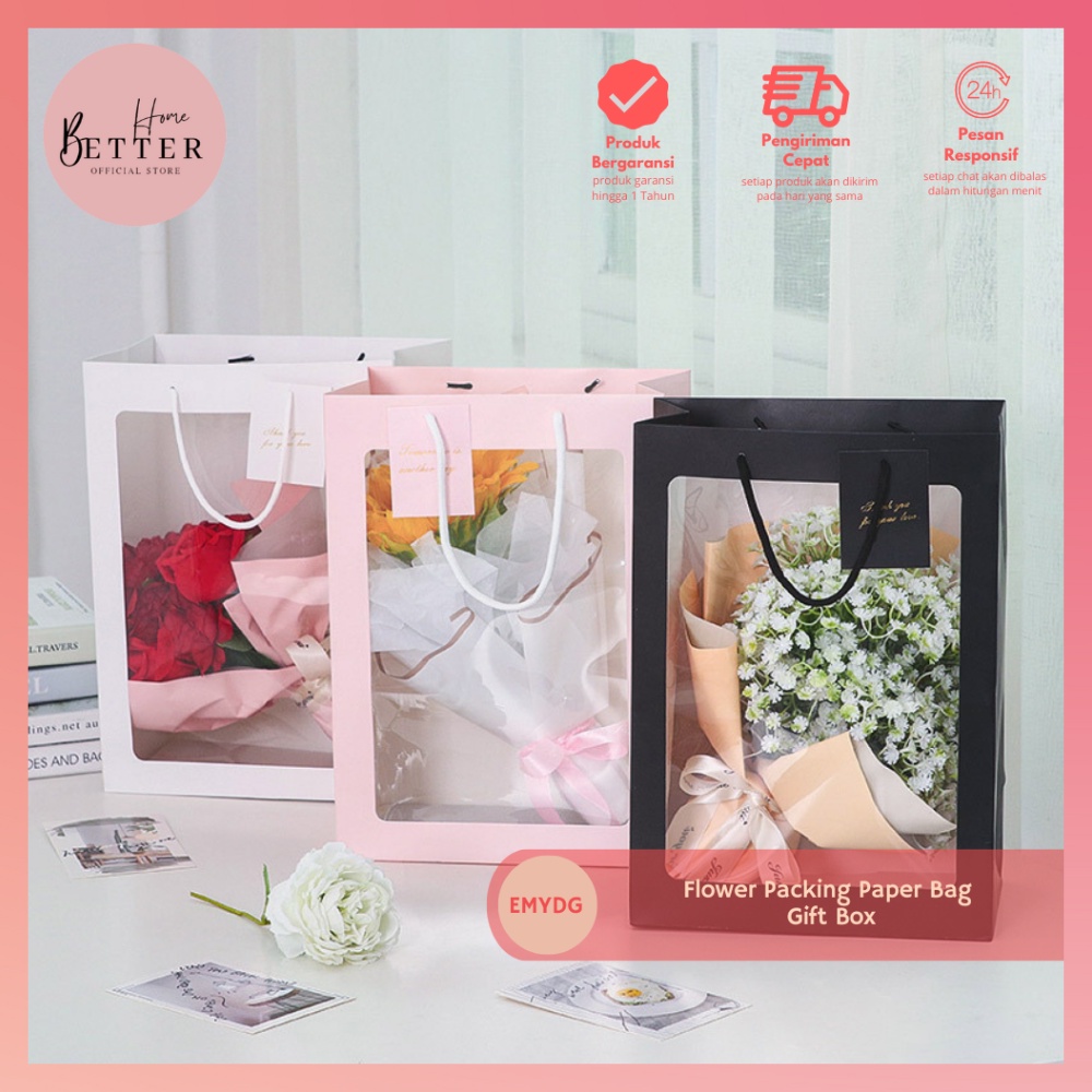 Jual Better Home - Paper Bag Bunga Hand Bag Flower Wrapping EMYDG ...