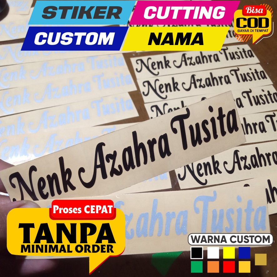 Jual Stiker Cutting Nama Sendiri Custom, Sticker Anti Air, Waterproof ...
