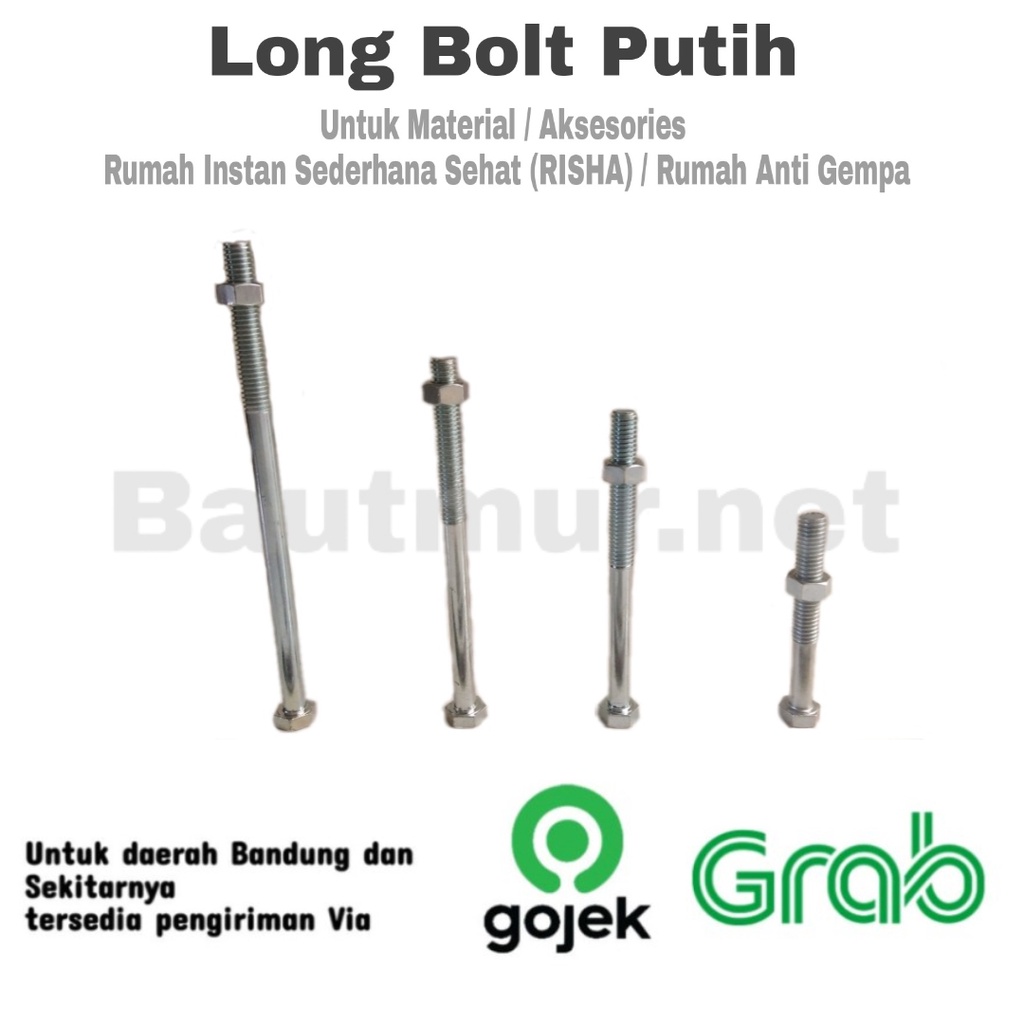 Jual Aksesories Baut Rumah RISHA - Long bolt Putih 1/2 x 4 inch ...