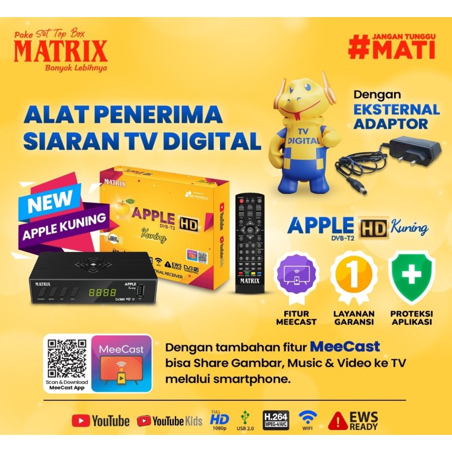 Jual STB tv digital matrix apple kuning - Set top box - STB tv digital ...