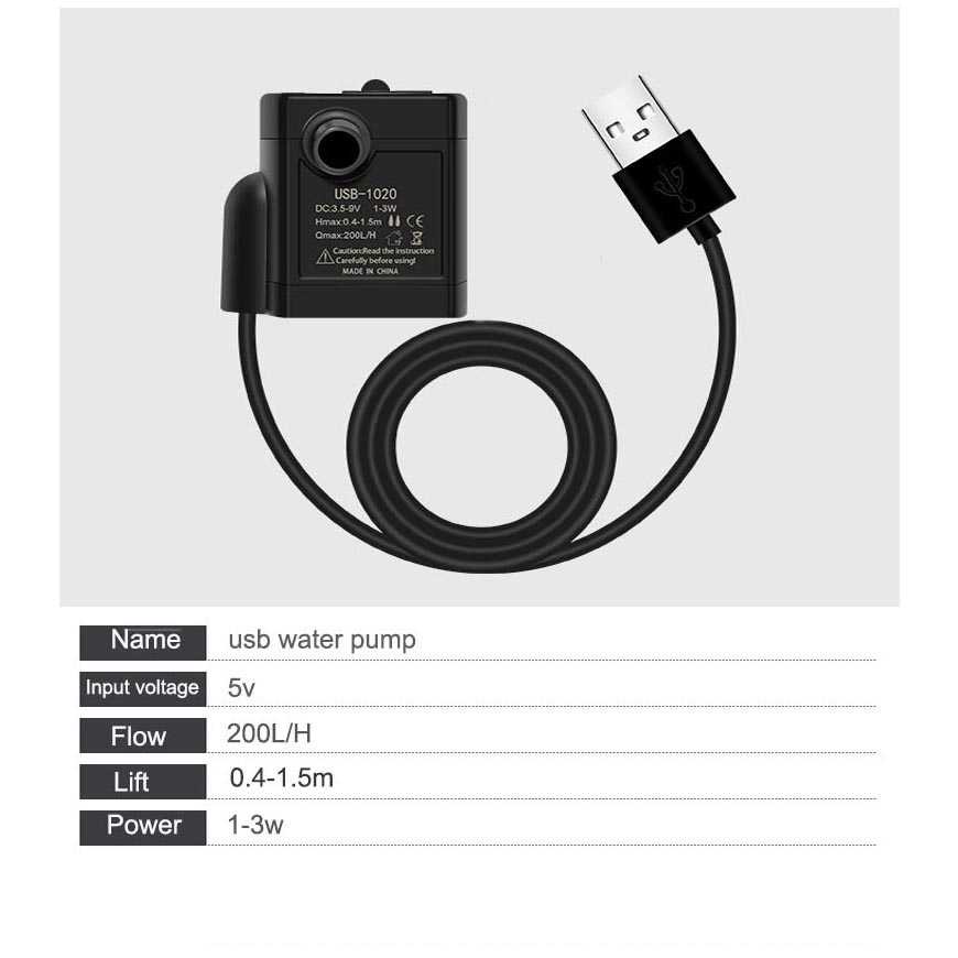 Jual Pompa Air Mini USB Celup Submersible Brushless DC 5V 2M 200L / H ...
