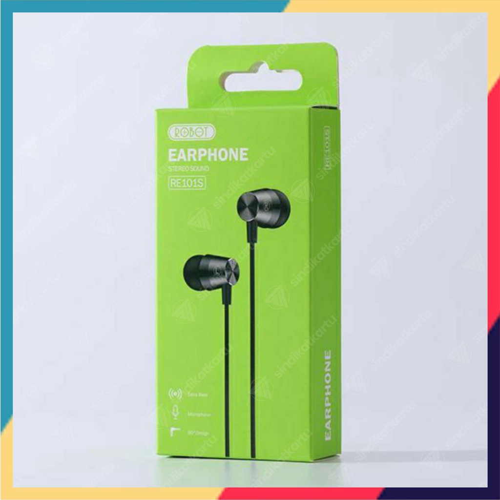 Jual ROBOT RE101S Headset Wired Earphone Bass 100% Original | Shopee ...