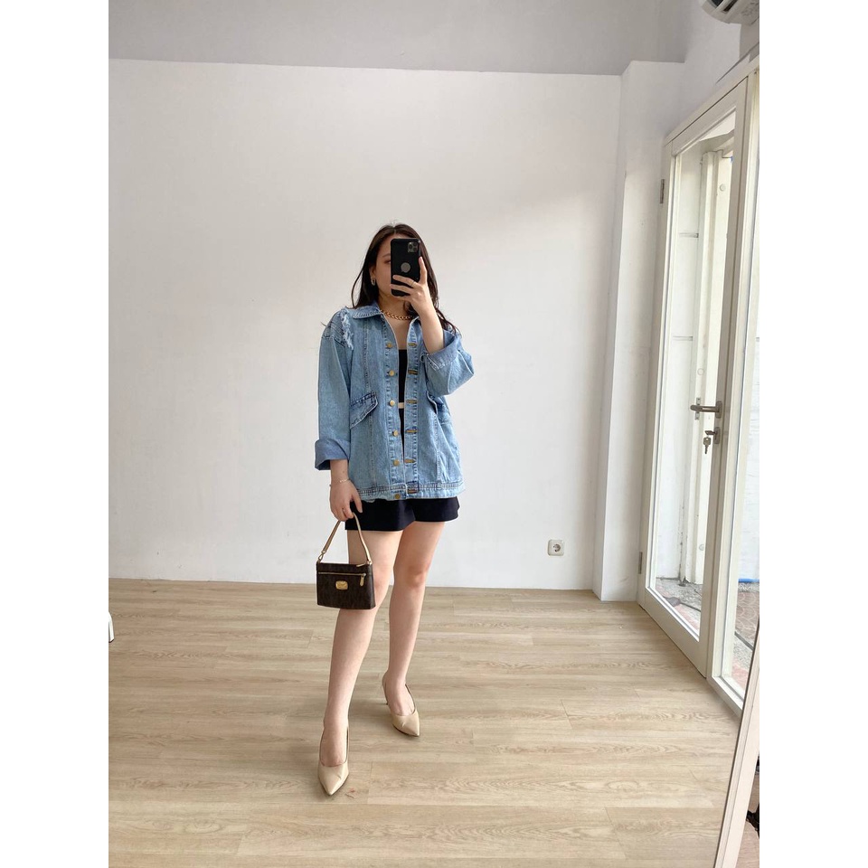 Jual [Coco&Co] Ripped Jeans Jacket | Shopee Indonesia