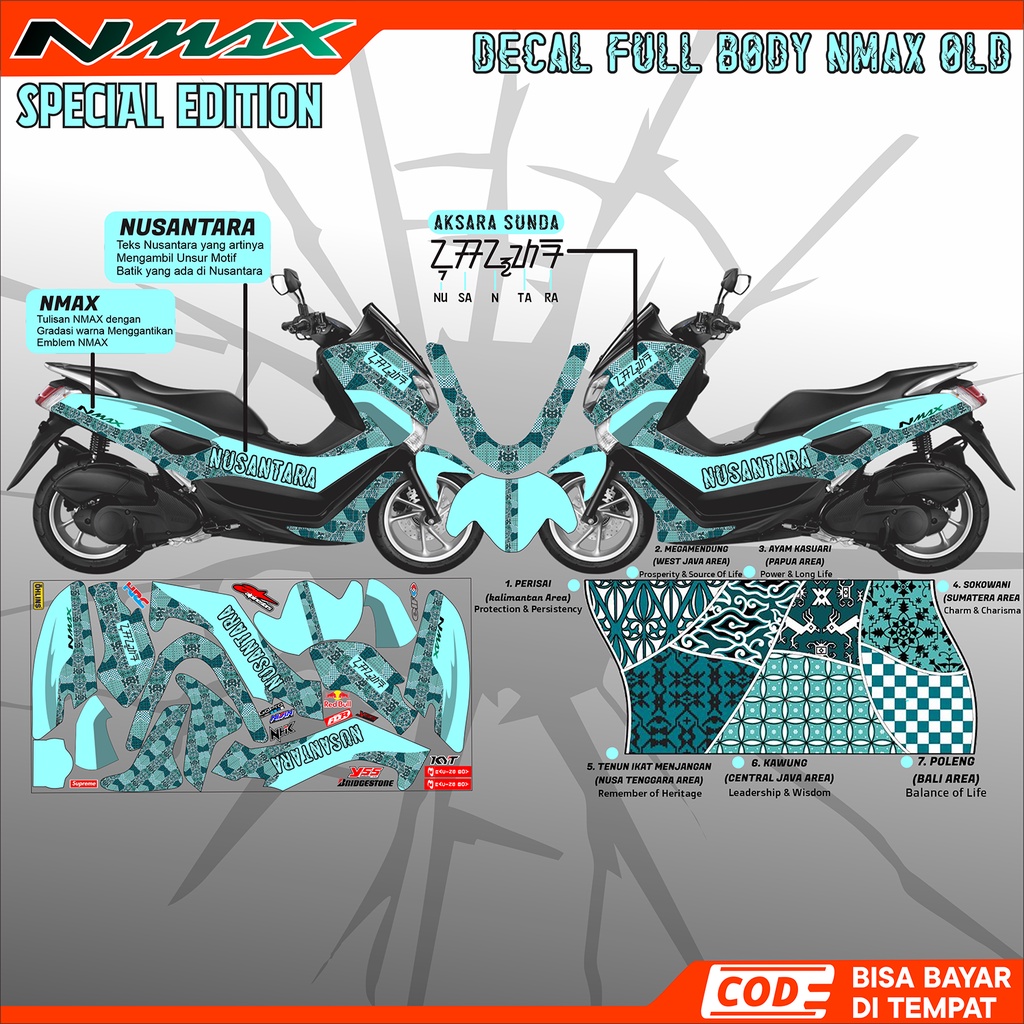 Jual Stikermurah stiker decal NMAX OLD motif Batik Nusantara Full body ...