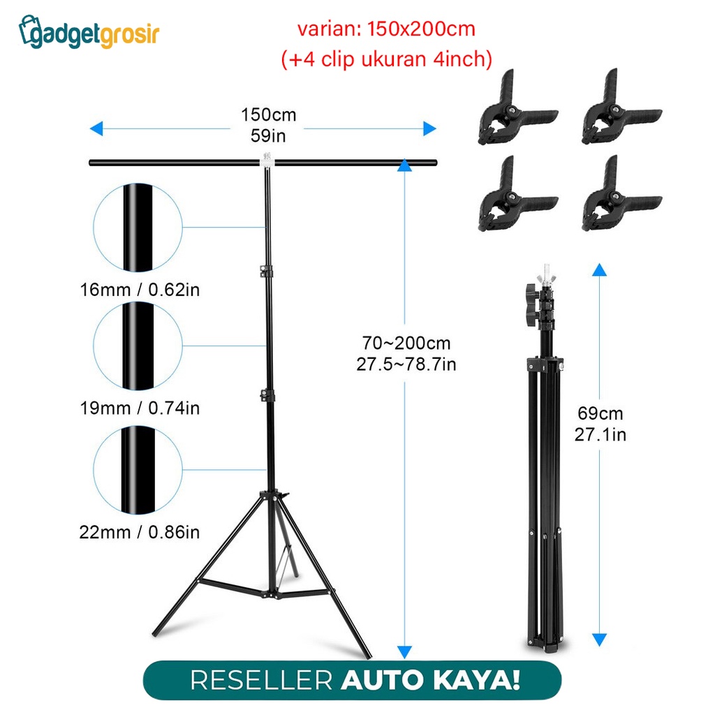 Jual Taffware T Shape Tiang Stand Background Green Screen Original T ...