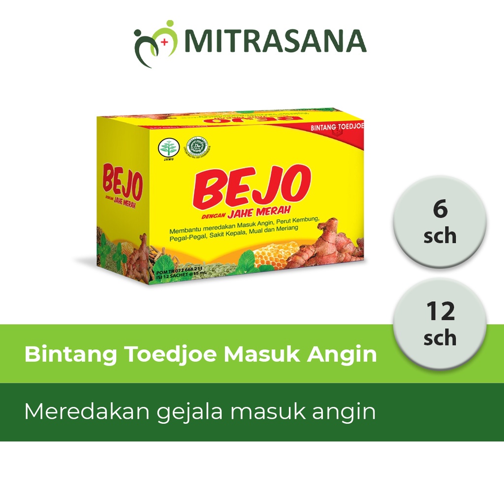 Jual BEJO Bintang Toedjoe Masuk Angin + Jahe Merah - isi 12 sachet / 6 ...